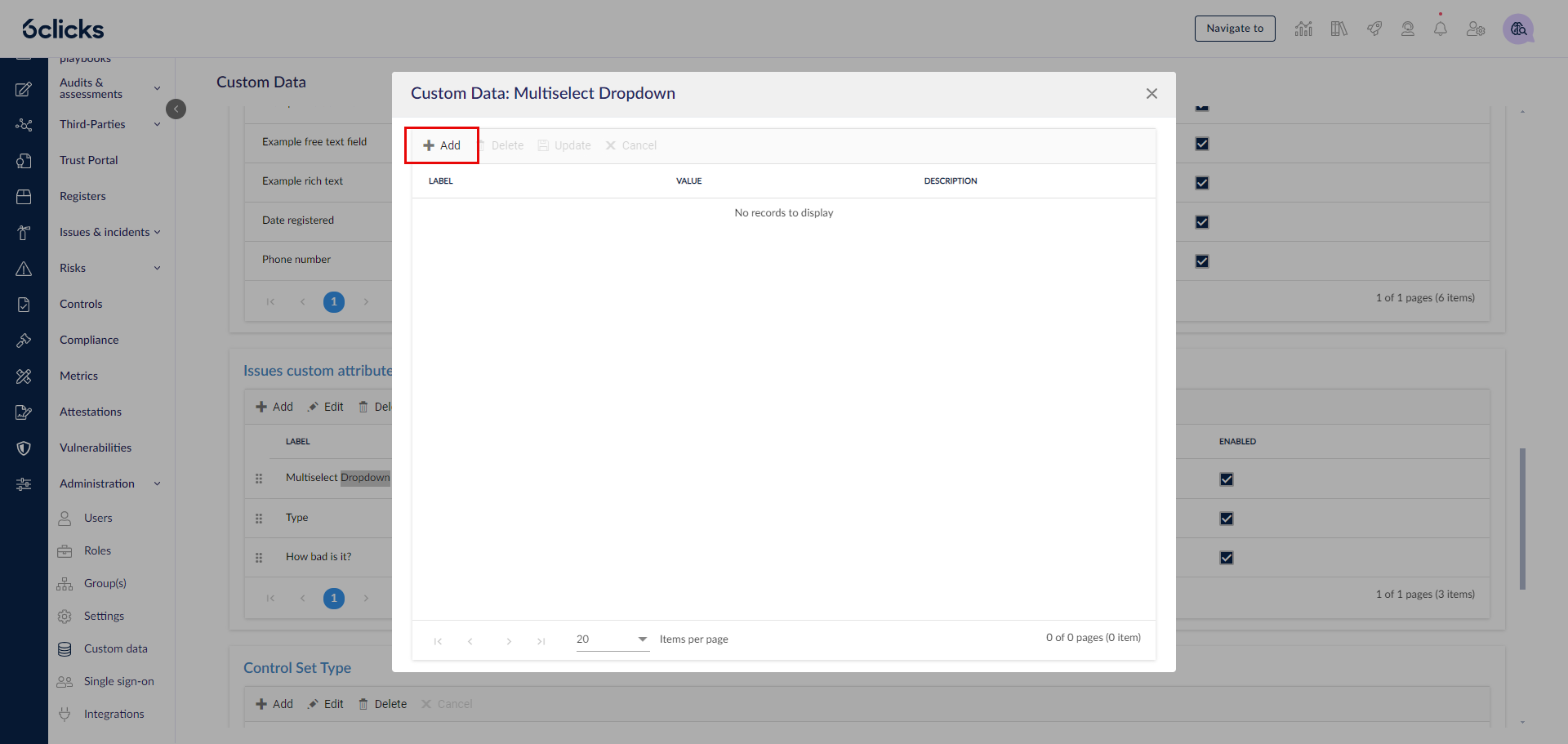 Custom fields for issues and incidents